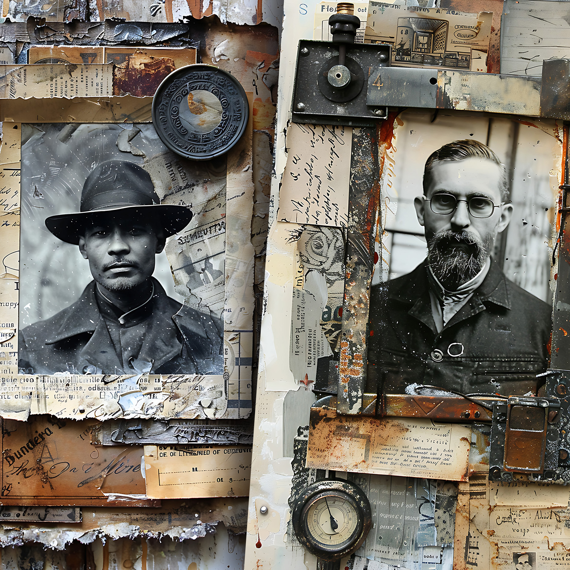 20 pc Assemblage of Manly Man Collage Portrait Printable Junk Journal ...