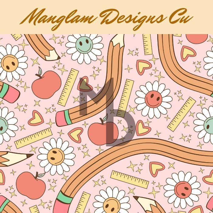 Retro back to school seamless repeat pattern, hand drawn, teacher ...