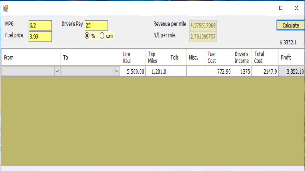Load Profit Estimator desktop version