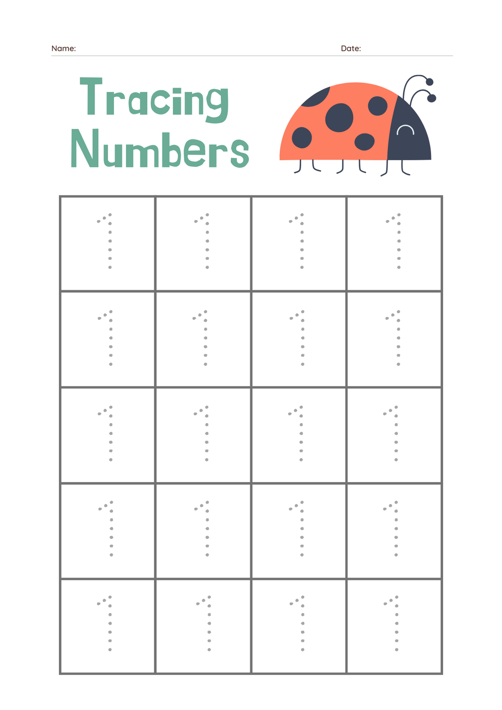 TRACING NUMBER WORKSHEETS FOR CHILDREN