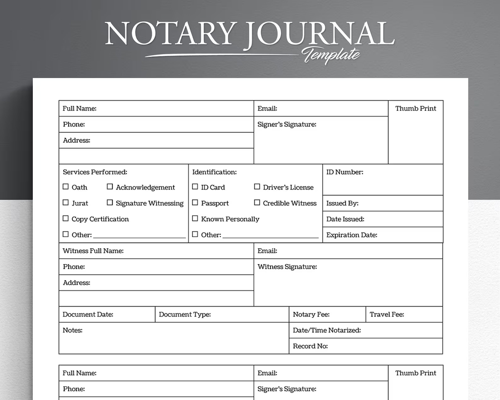 Notary Journal. Notary Log. Notary Book KDP Interiors