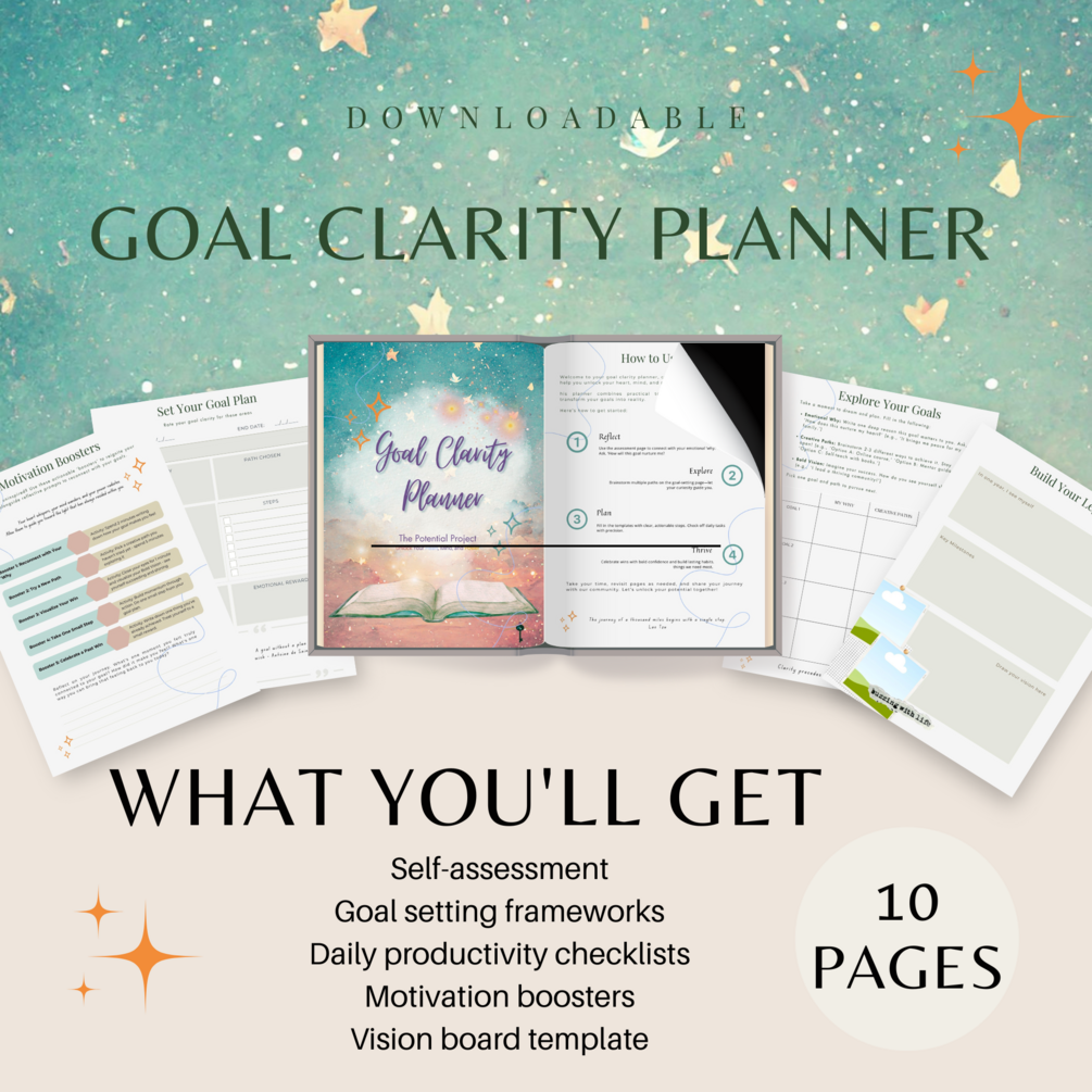 Goal Clarity Starter Pack: Goal Clarity Planner & Motivation Boosters