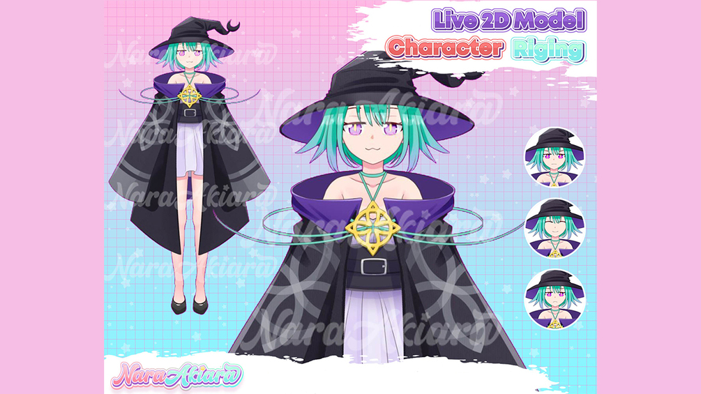 Vtuber Model and Rigging Anime Girl Green Hair Wizard Premade, Live2d ...