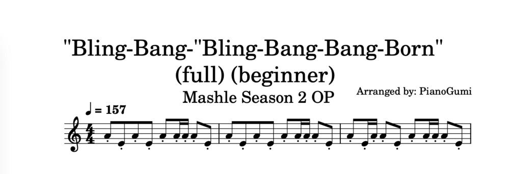[full] Mashle Season 2 OP - "Bling-Bang-Bang-Born" - BEGINNER Piano ...