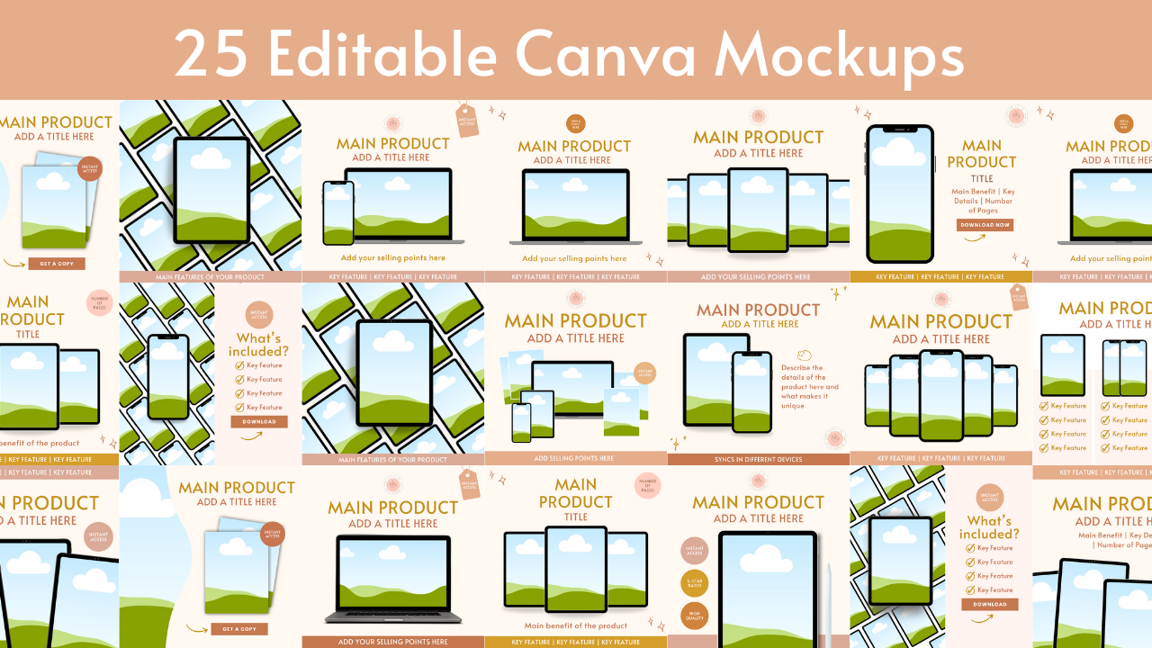 25 Editable Canva Mockups - Notion Circles