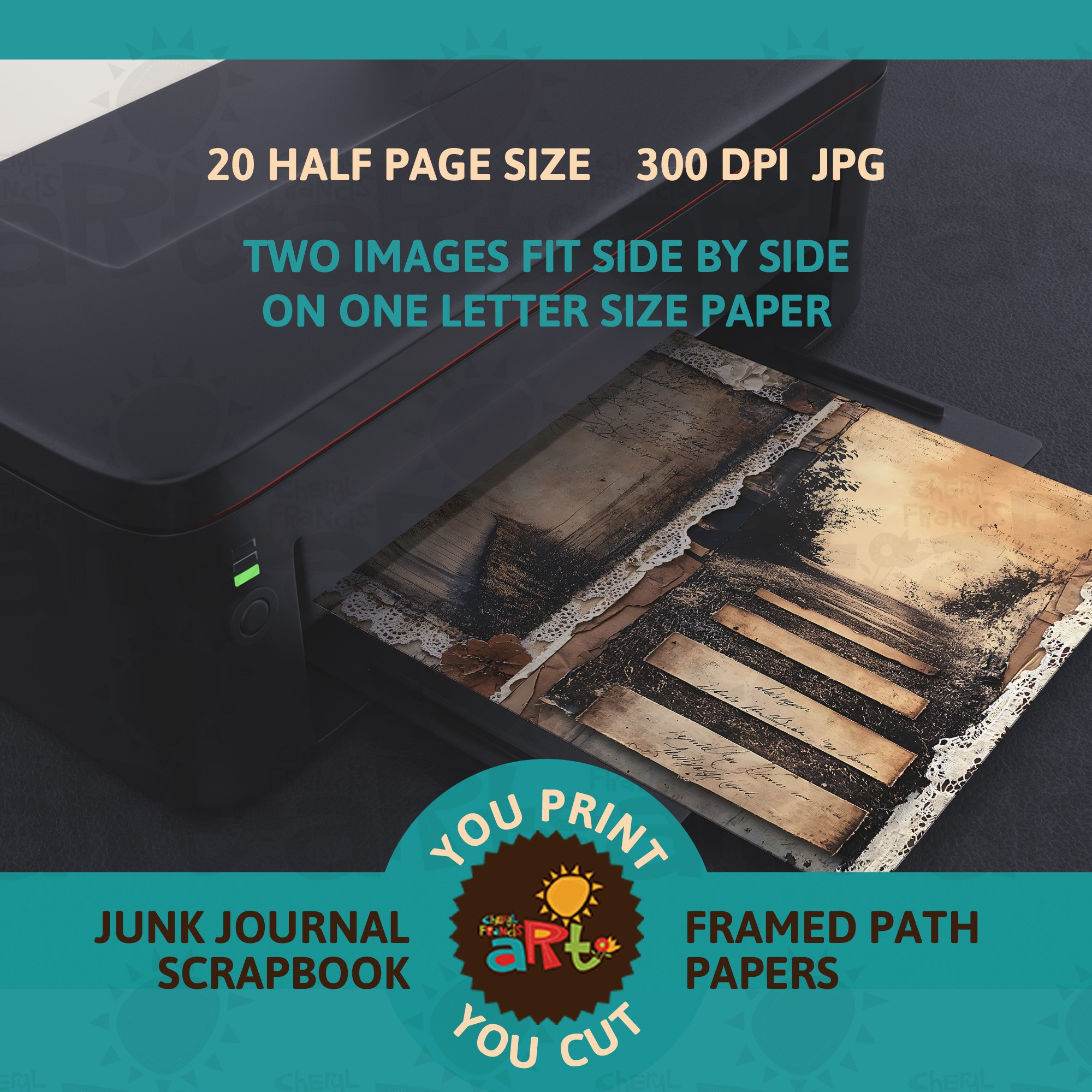 20 pc Framed Path, Road Assemblage Printable Ephemera Collage Junk ...