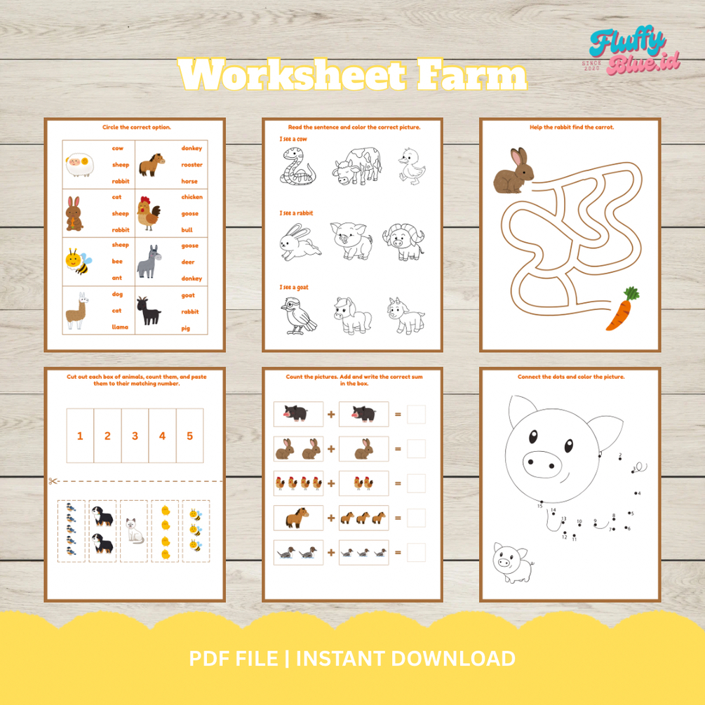Farm Fun Printable Worksheets for Preschoolers (Ages 3-5)