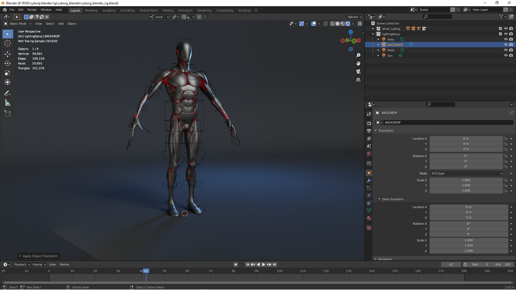 Silver Cyborg - Blender Rig