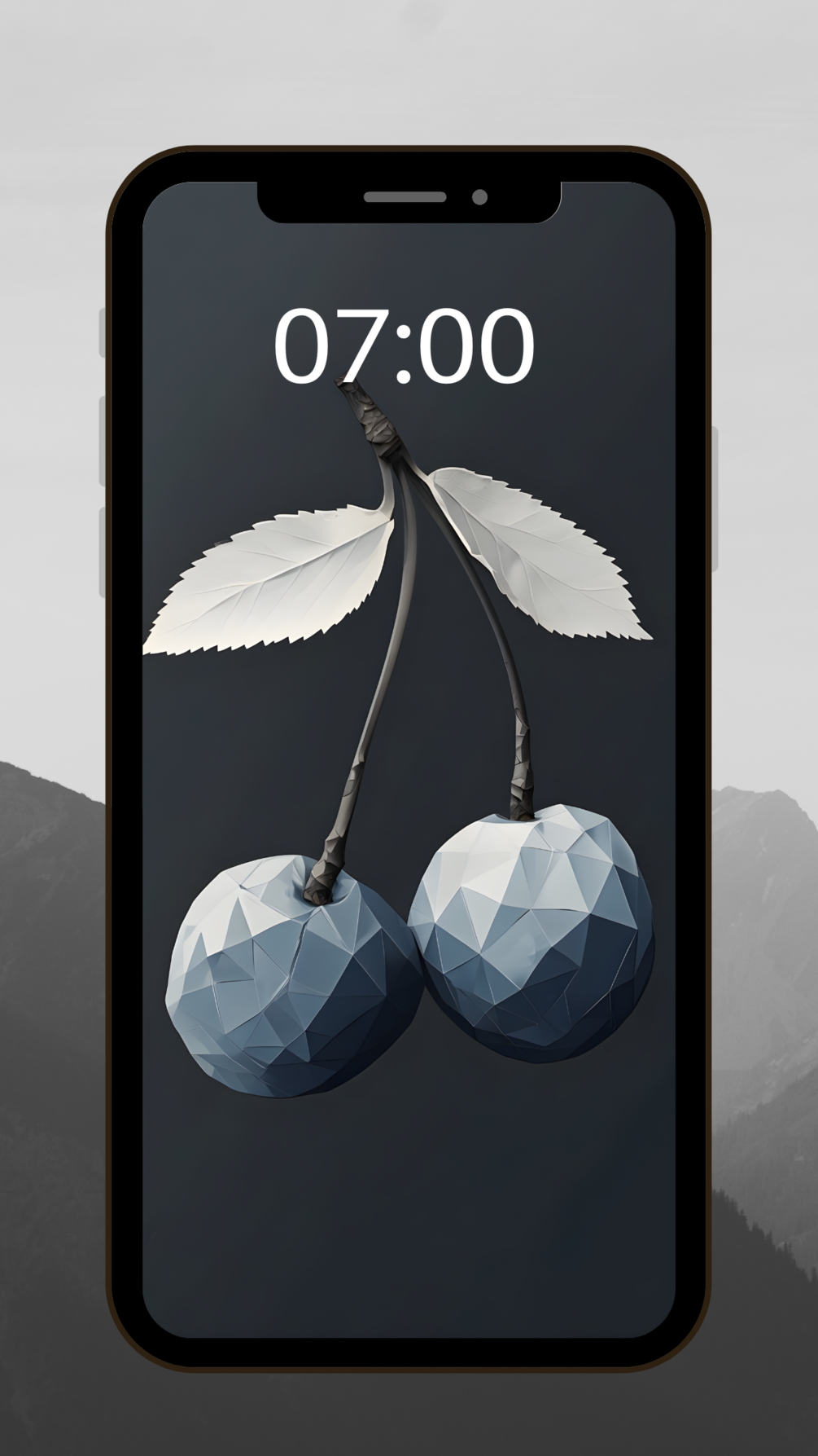 Monochrome Cherries - Sleek Minimalist Phone Wallpaper