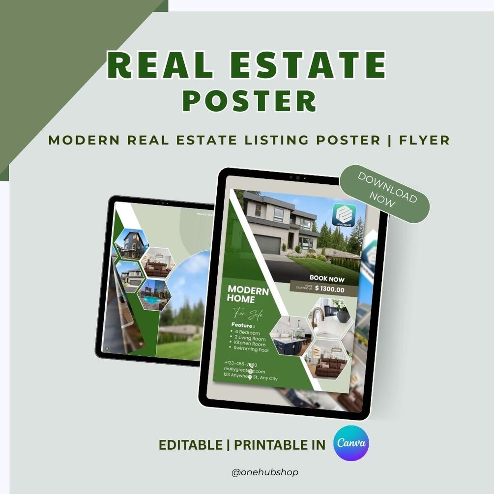 Modern Real Estate Listing Poster/Flyer – Printable & Editable