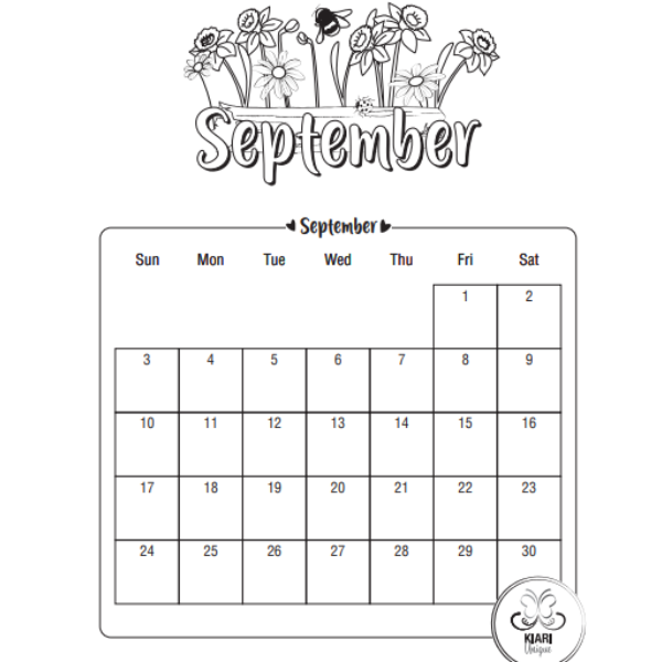 September Calendar Printable