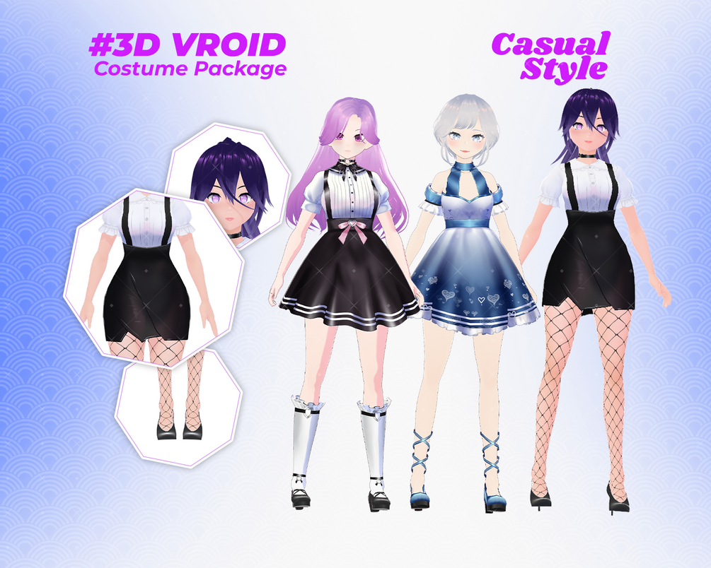 Fashionable Casual Theme VRoid Clothes for 3D Model Customization ...