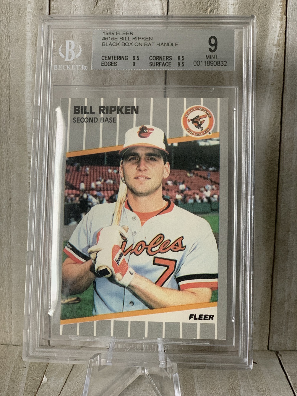 1989 Fleer Billy Ripken Black Box On Bat Handle #616E