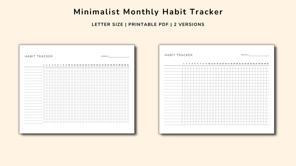 Minimalist Monthly Habit Tracker