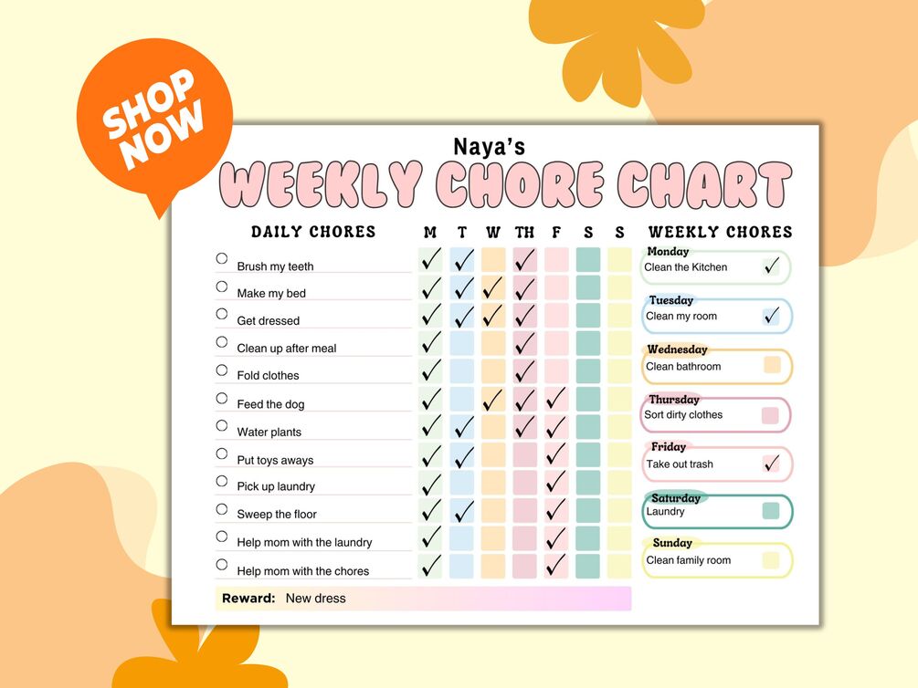 EDITABLE Daily & Weekly Chore Chart for Kids With FREE Savings ...