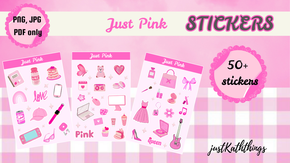 Just Pink Sticker Pack | DIGITAL PRODUCT | PRINTABLE