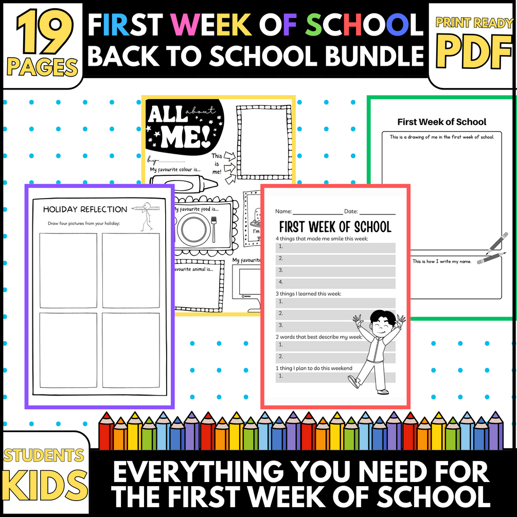 First Day Of School Back To School Activities Bundle