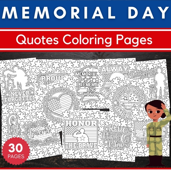 Memorial Day Quotes Coloring Pages Sheets - Fun May Activities