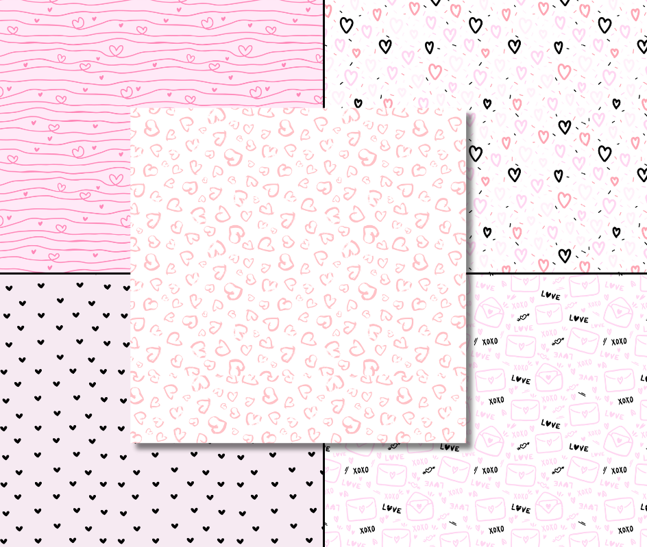 20 Valentine Themed Digital Papers, Seamless Commercial Use Instant ...