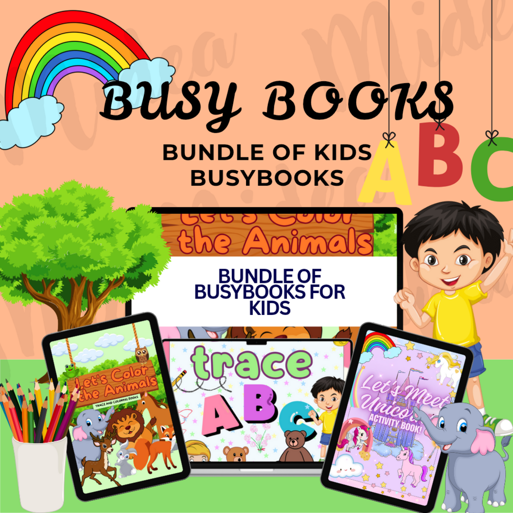 Animals + Unicorns + ABC Bundle of Busy Books for Kids