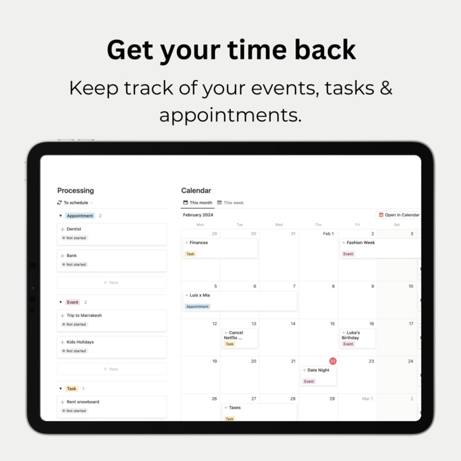 Weekly planner notion template