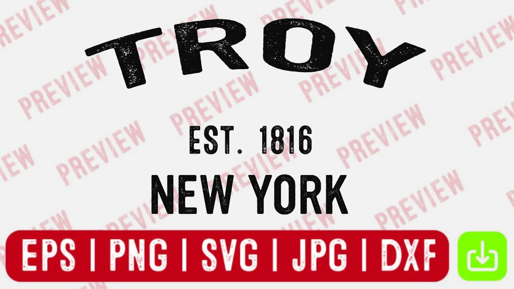 Vintage Troy City New York Est 1816 Souvenir SVG EPS DXF PNG / Cut ...