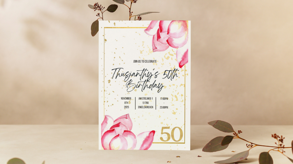 50th Birthday Invitation – Editable Canva Template