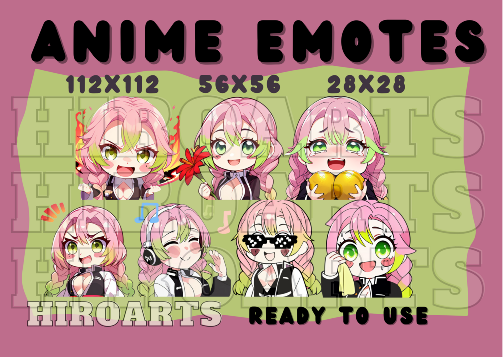 Demon Slayer Mitsuri Emote Package, Demon Slayer Mitsuri Emotes, Demon ...