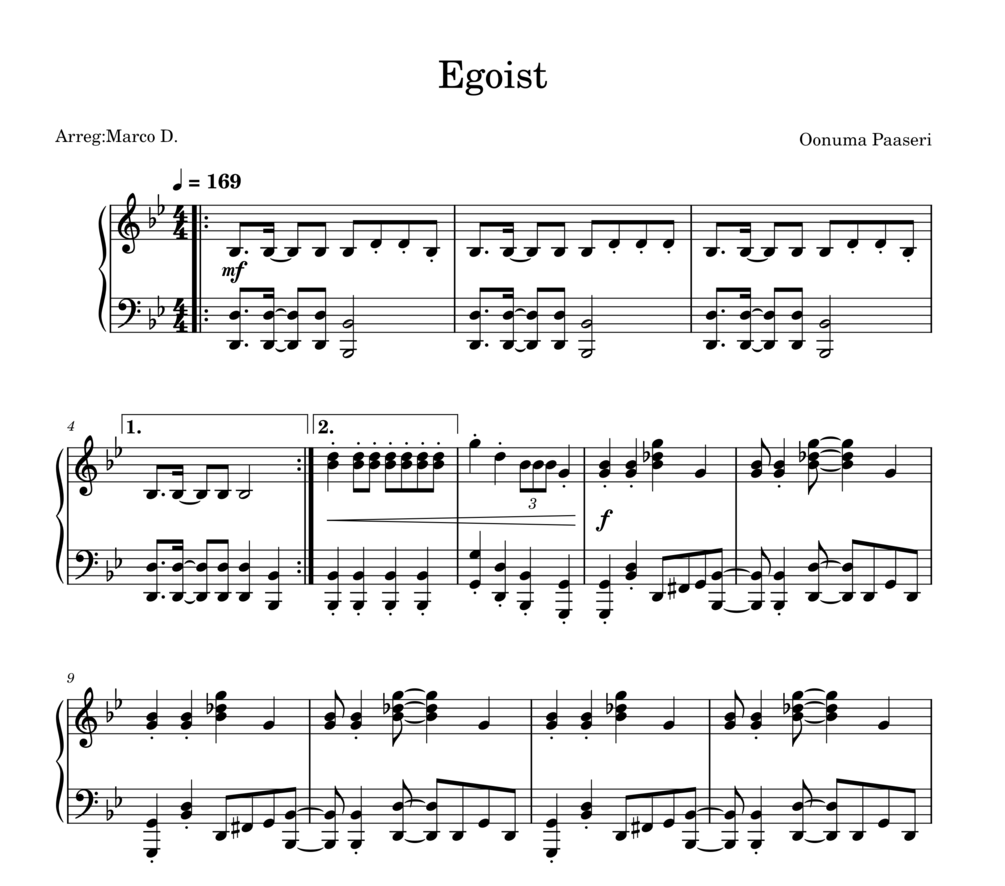 Egoist - Oonuma Paaseri SHEET + MIDI