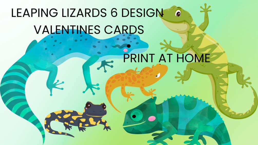LEAPING LIZARDS 6 DESIGN KIDS SCHOOL VALENTINES | PRINTABLE
