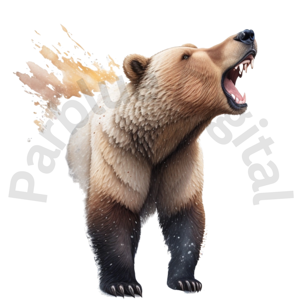 Roaring Bear Clip Art With Transparent Background | Digital Download ...