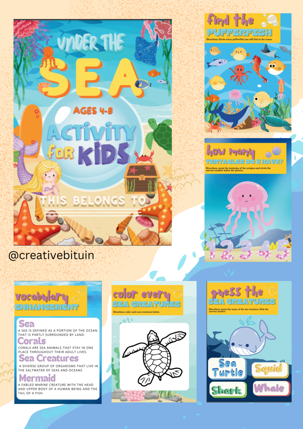 Digital busybook for kids: under the sea themed