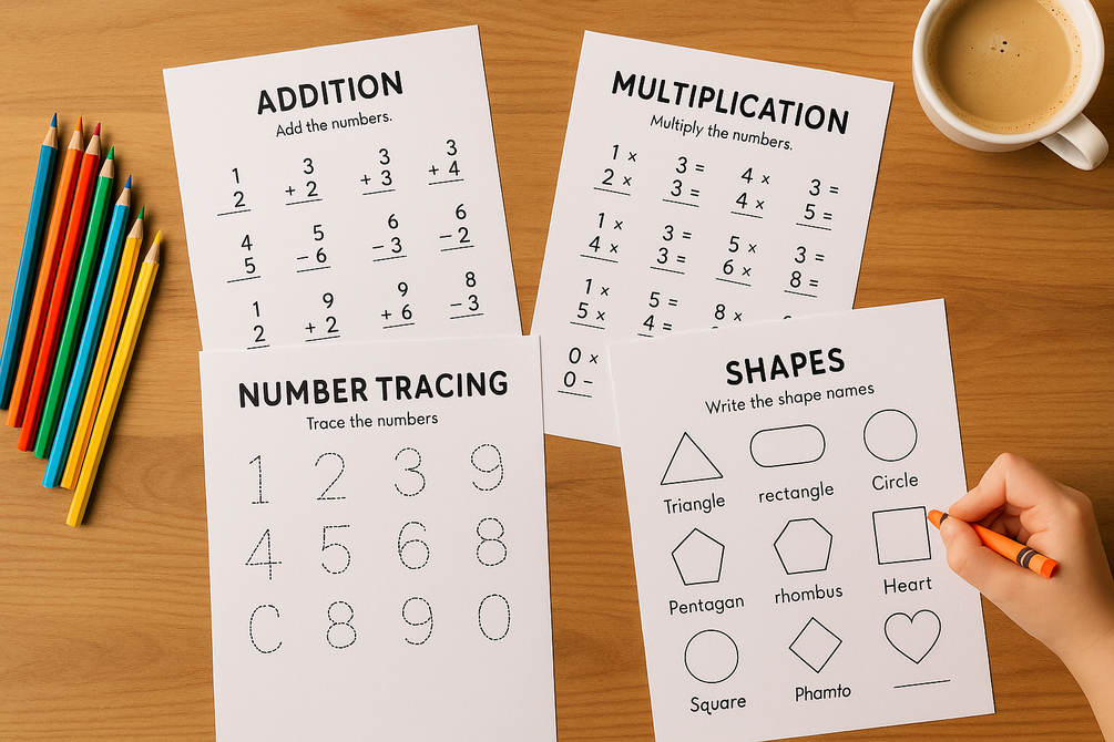 Math Worksheets Bundle for Kids | Printable PDF