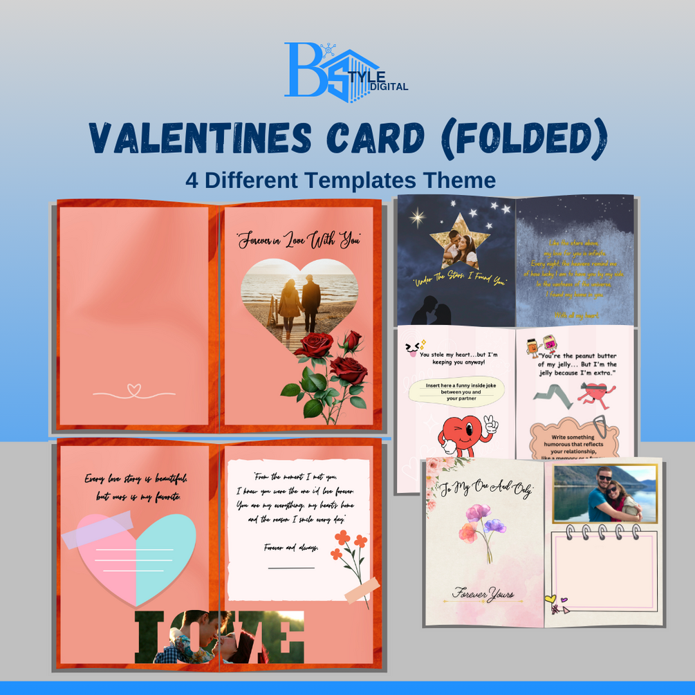VALENTINE'S CARD FOLDED l Editable &Printable l BStyle Digital