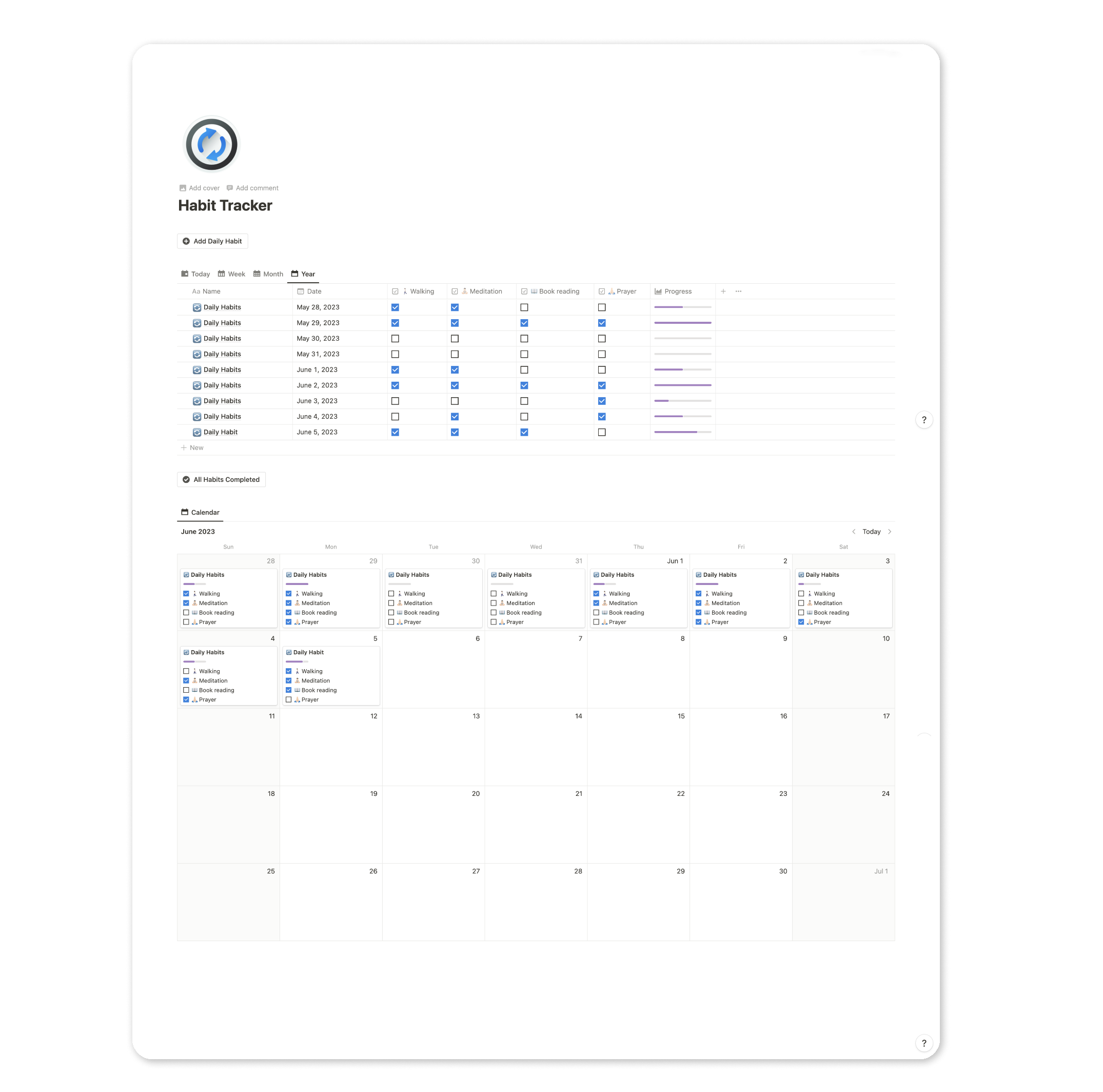 Notion Habit Tracker
