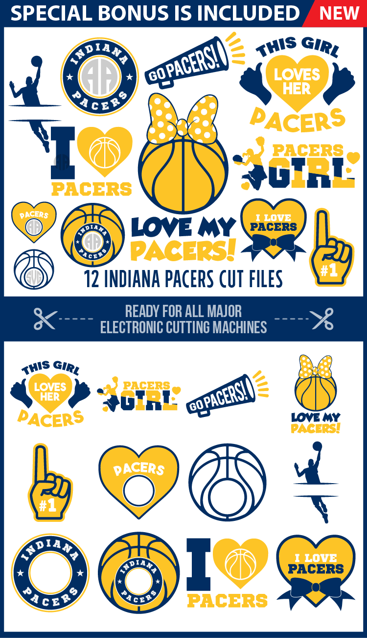 Indiana Pacers Svg Cut Files | 12 Designs + Special GIFTS