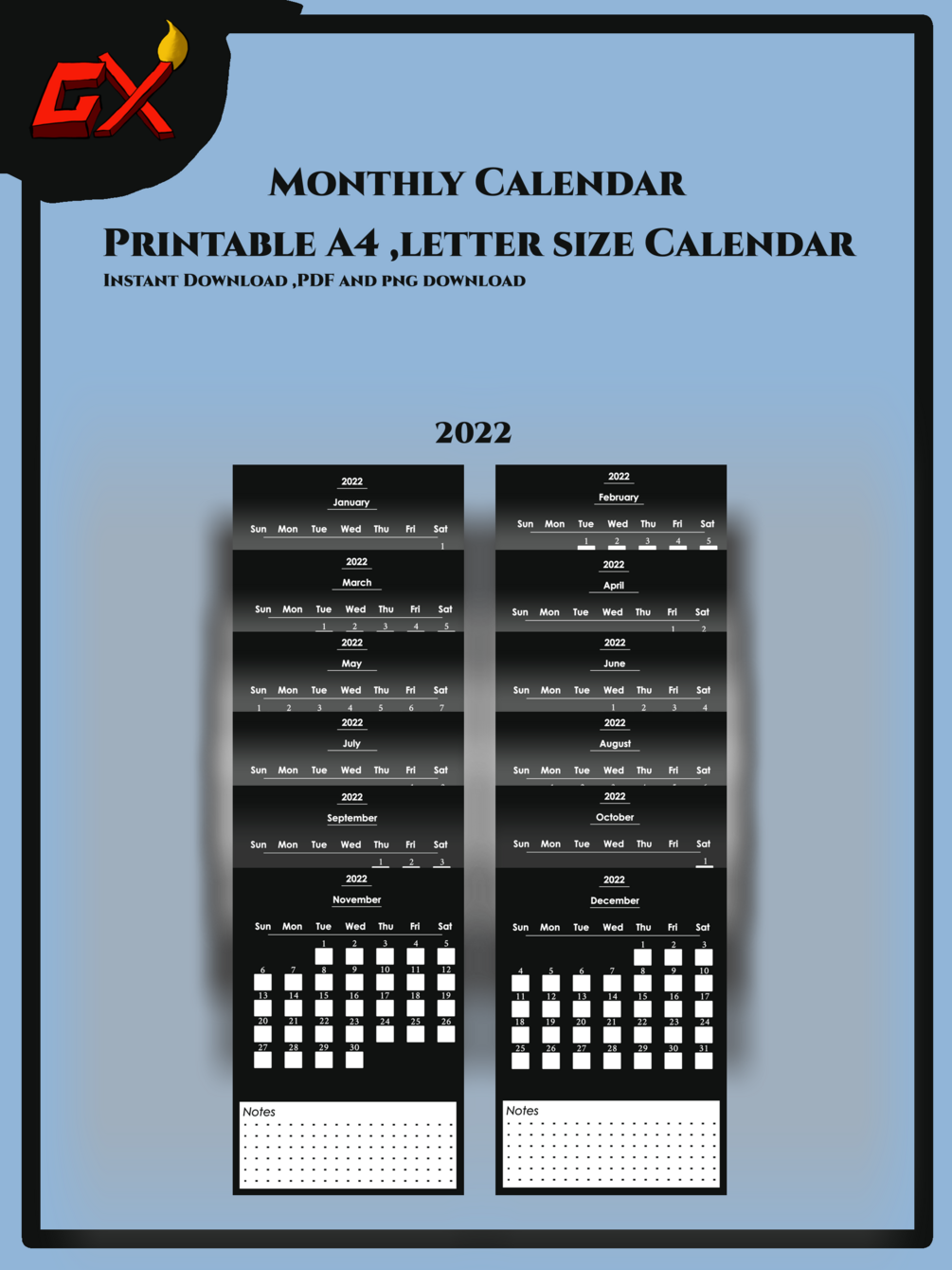 2022-2023 Calendar ,Minimalist design ,Simple ,Monthly calendar ,Letter ...