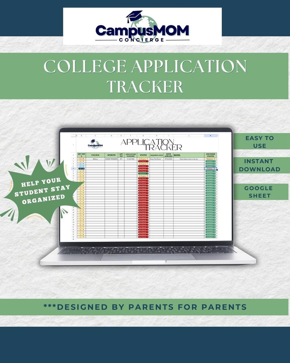 College Tracker Spreadsheet