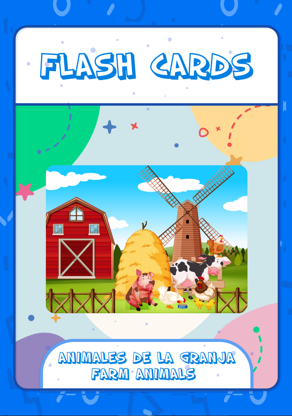 Flashcards Farm Animals - Animales de la Granja (Inglés - Español)
