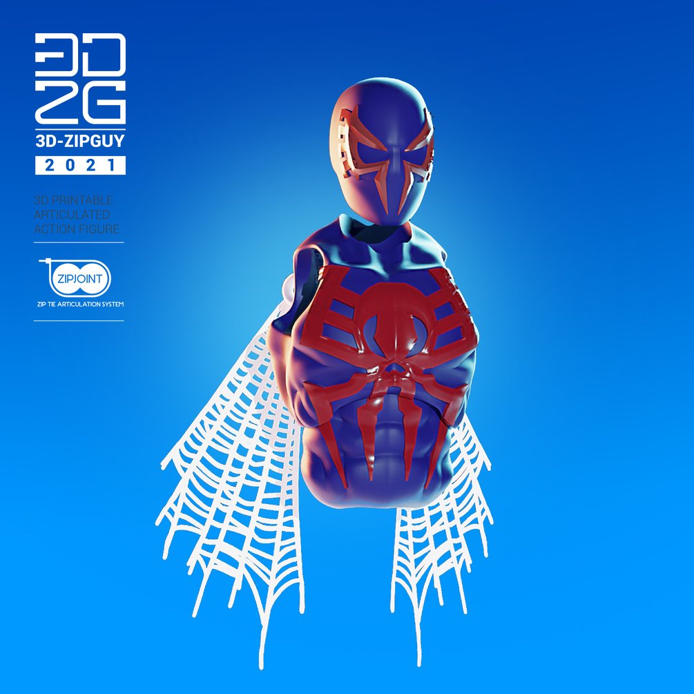 3D PRINTABLE ACTION FIGURE STL - ZIPGUY FUTURE SPIDER (Costume Assets,)