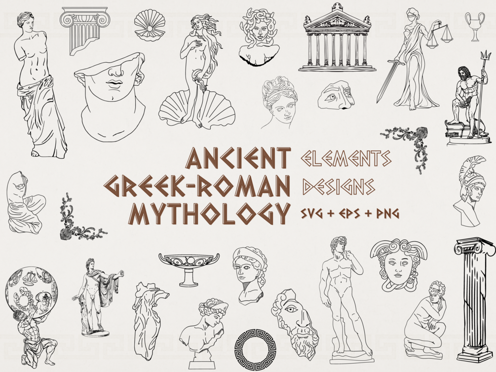 Ancient Greek Roman Mythology | 200+ svg png eps + FREEBIES | Sculpture ...