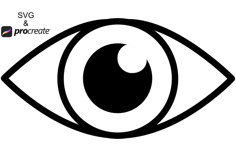 Simple Eye Line Art SVG file and Procreate Brush Stamp