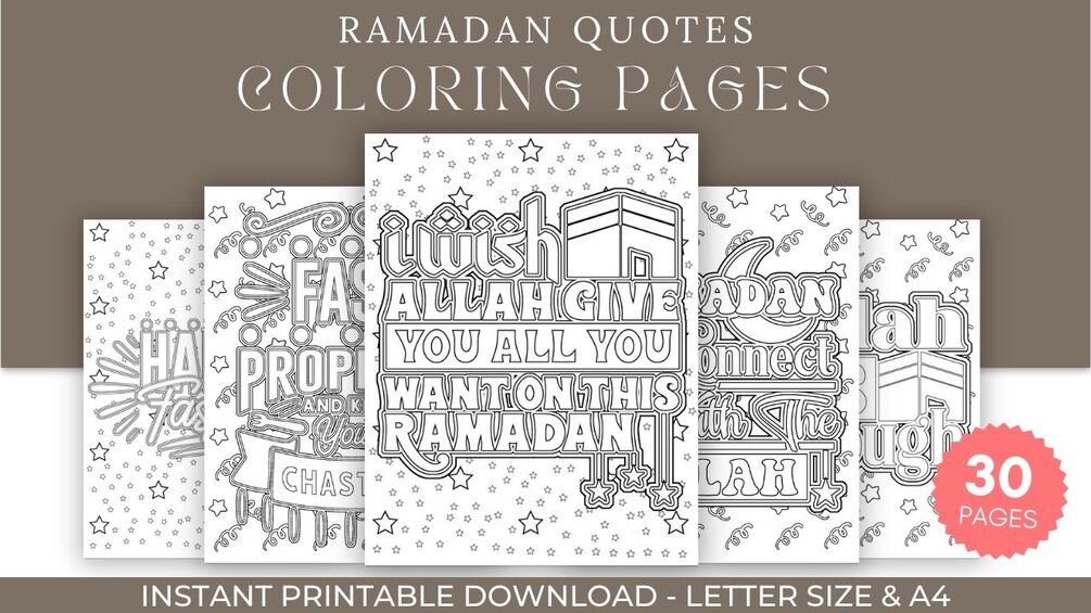 Printable Ramadan Quotes Coloring Pages Sheets - Fun Islamic Activities