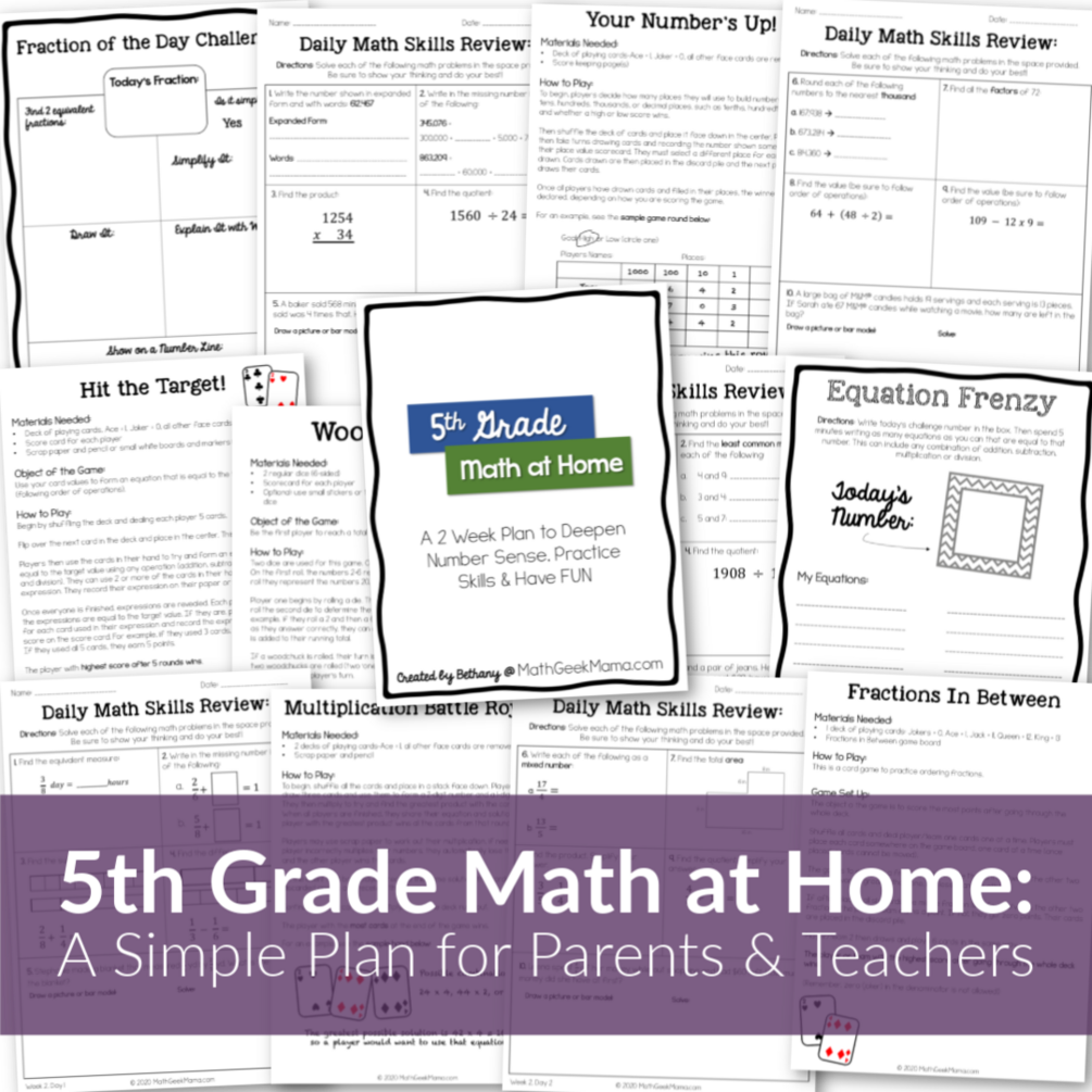 5th Grade Math at Home: Distance Learning Pack