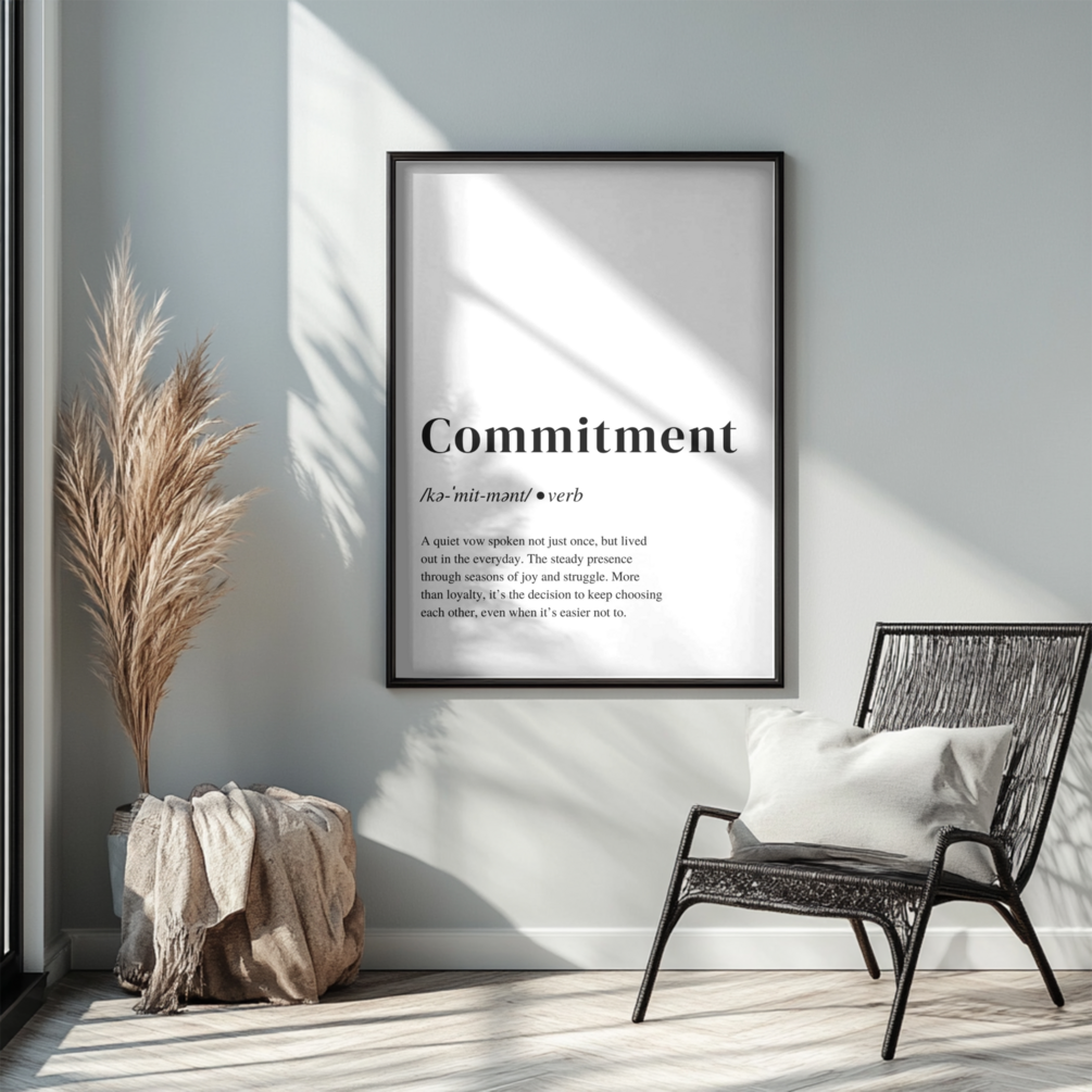 Commitment Definition Wall Art | Printable Marriage Quote for Couples, Wedding & Anniversary Gift
