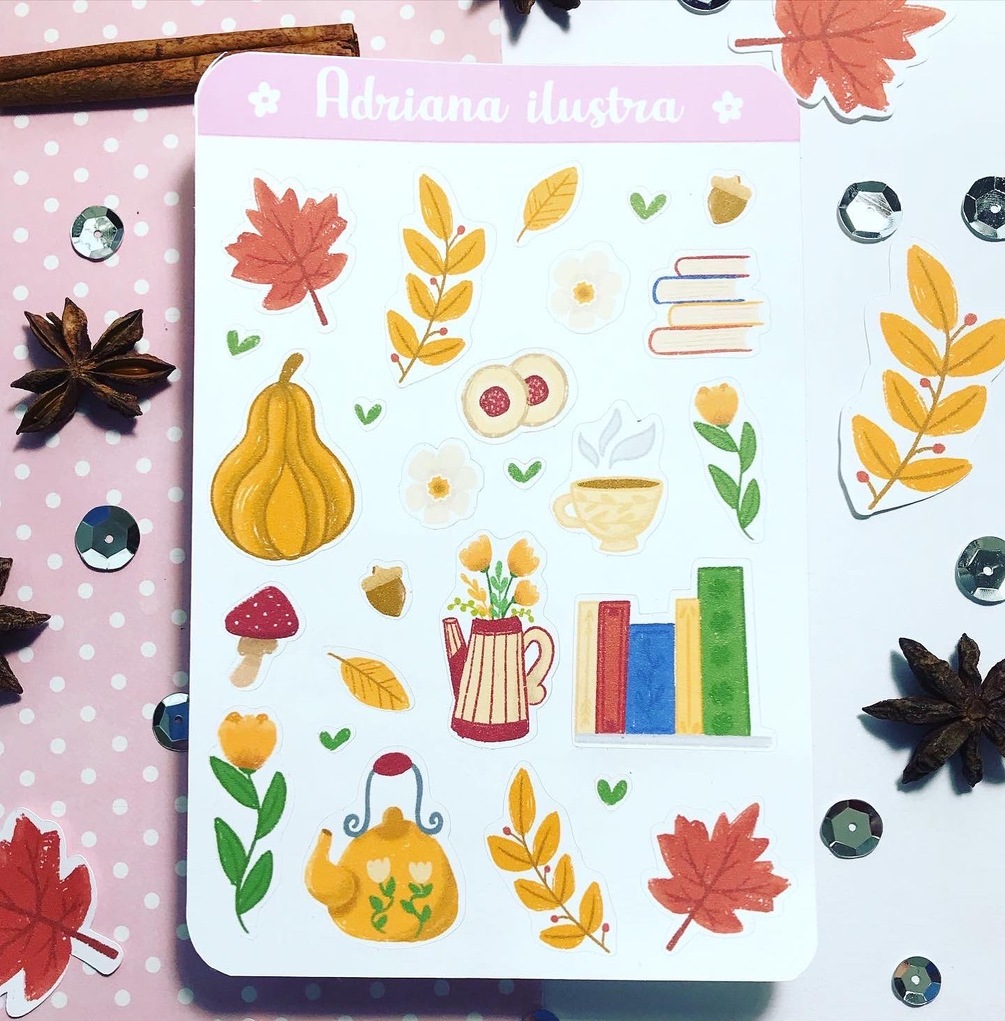 Fall planner sticker sheet, autumn decorative sticker