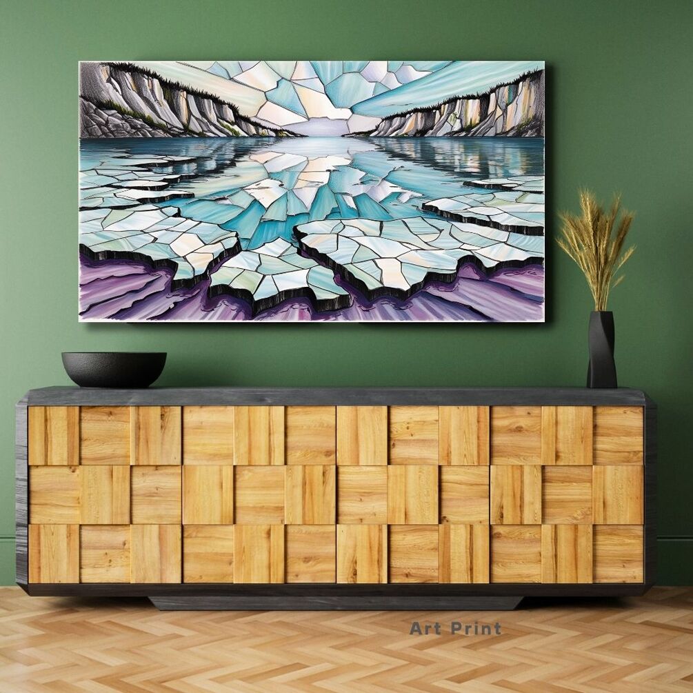 Shattered Stillness – Abstract Glacier-Inspired Wall Art