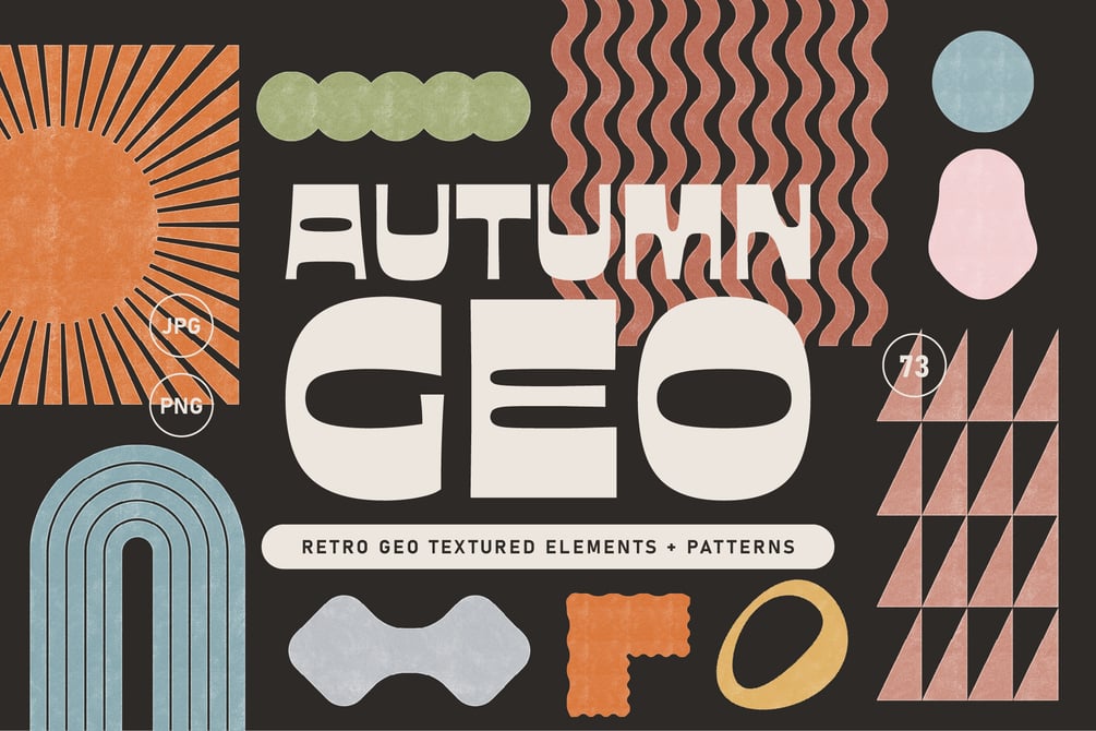 60+ Autumn Retro Geo Objects