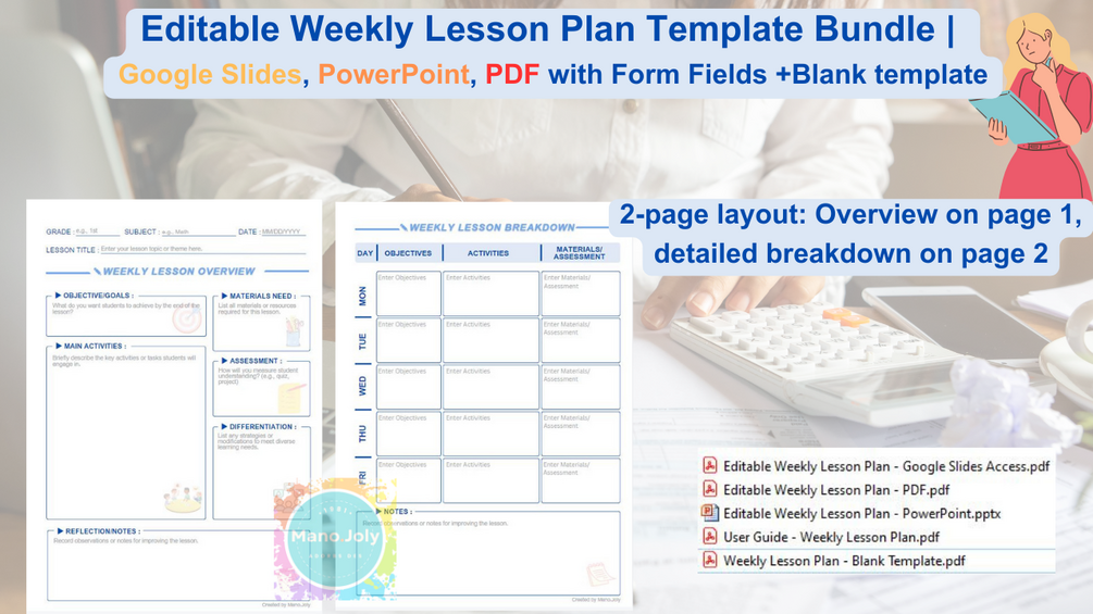 Editable Weekly Lesson Plan Template Bundle | Google Slides, PowerPoint ...