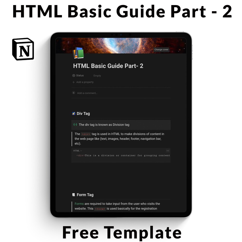 HTML Basic Guide Part - 2 || HTML for Developers || Part 2 || Notion Template